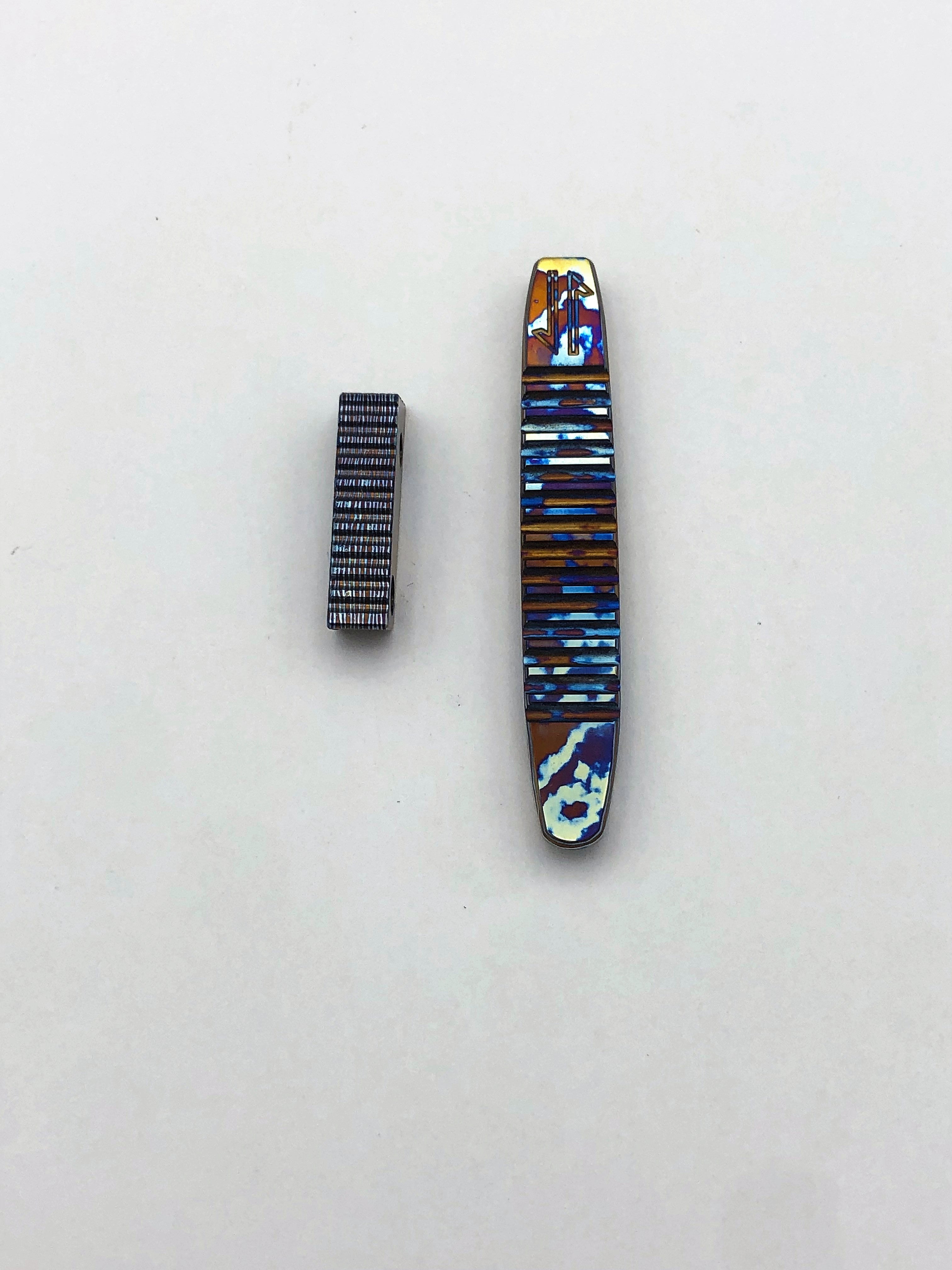 Timascus Pocket Clip / Backspacer #008 – Brown Knives